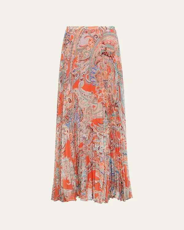 L'Agence Torin Pleated Maxi Skirt - Orglt Blu Trdtnl Psly