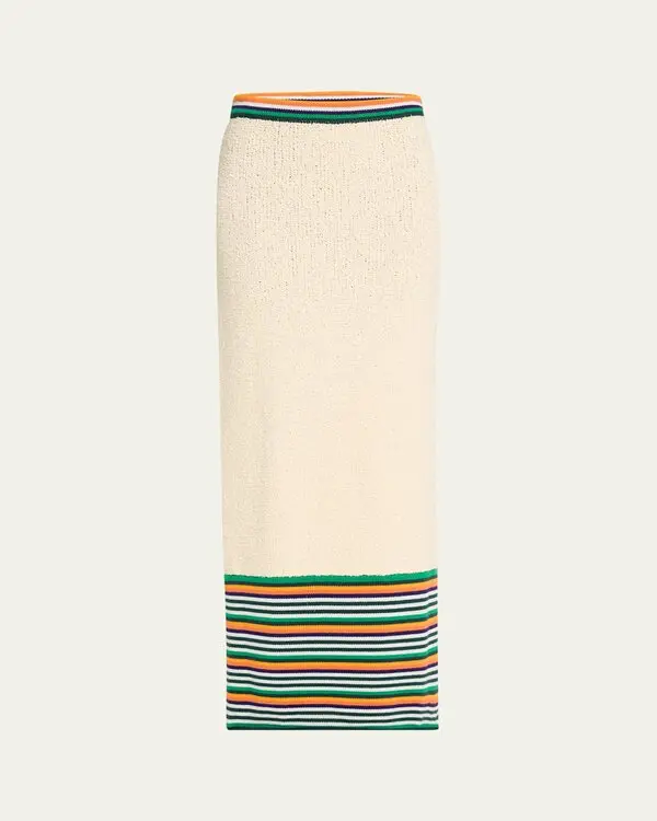 Christopher John Rogers Stripe Boucle Knit Pencil Skirt - Buttermilk