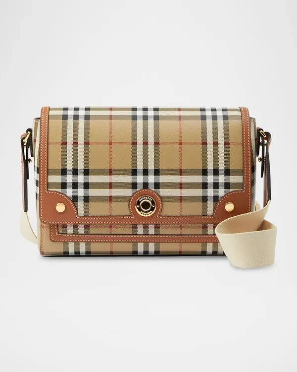 Burberry Note Medium Check Crossbody Bag - Briar Brown