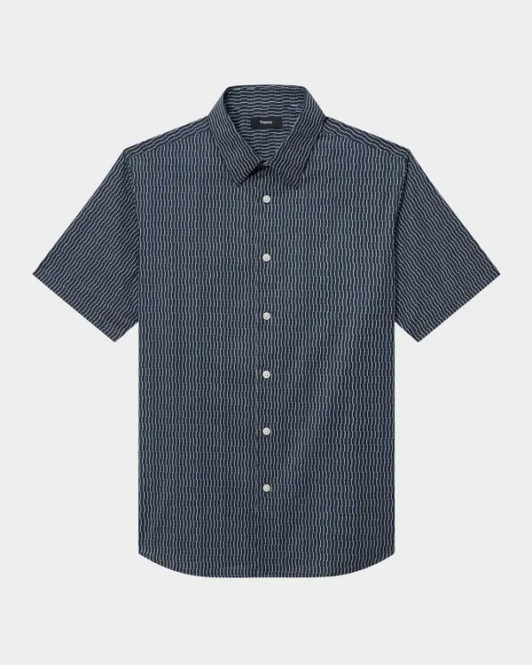 Theory Irving Abstract-print Short-sleeve Sport Shirt - Blatic/fog