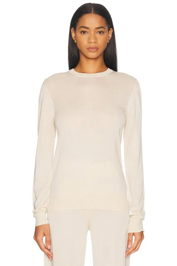 TOTÊME Fine Crewneck Knit Sweater - Ecru
