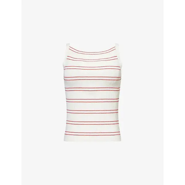 Paige Stripe-print Stretch-knit Tank Top - White/petunia