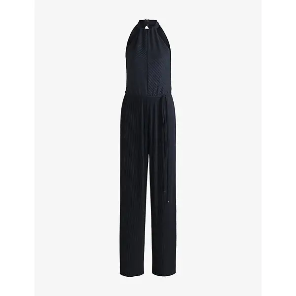 Hugo Boss Plissé-pleats Sleeveless Jersey Jumpsuit - Dark Blue