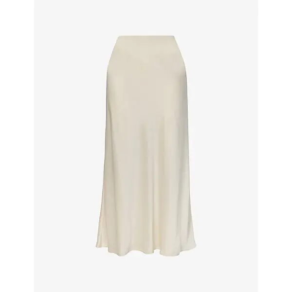 MALINA Aubree Flared Satin Maxi Skirt - Vanilla