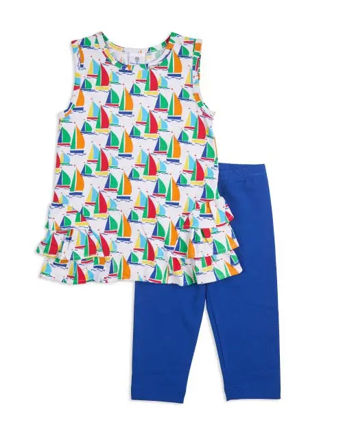 FLORENCE EISEMAN Sailboat Print Tunic With Capri Leggings