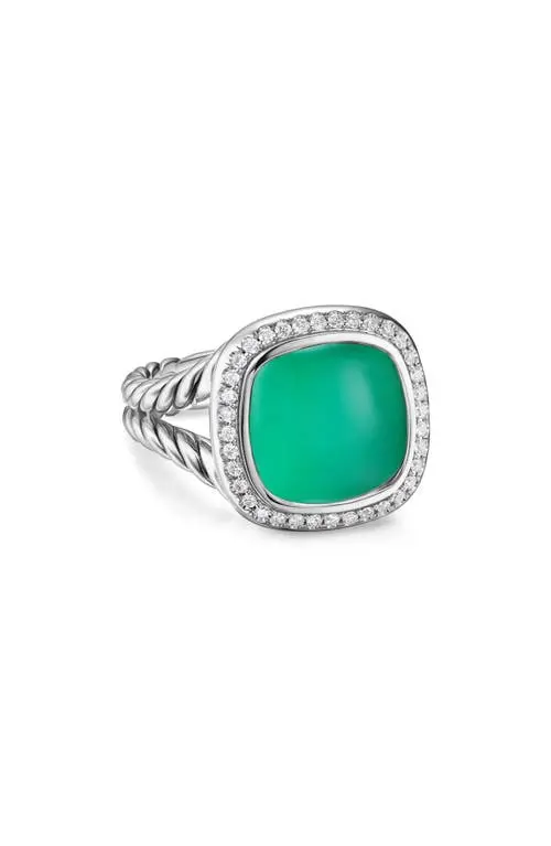 David Yurman Albion® Ring In Sterling Silver With Onyx And Diamonds - Sterling/crystal/green Onyx