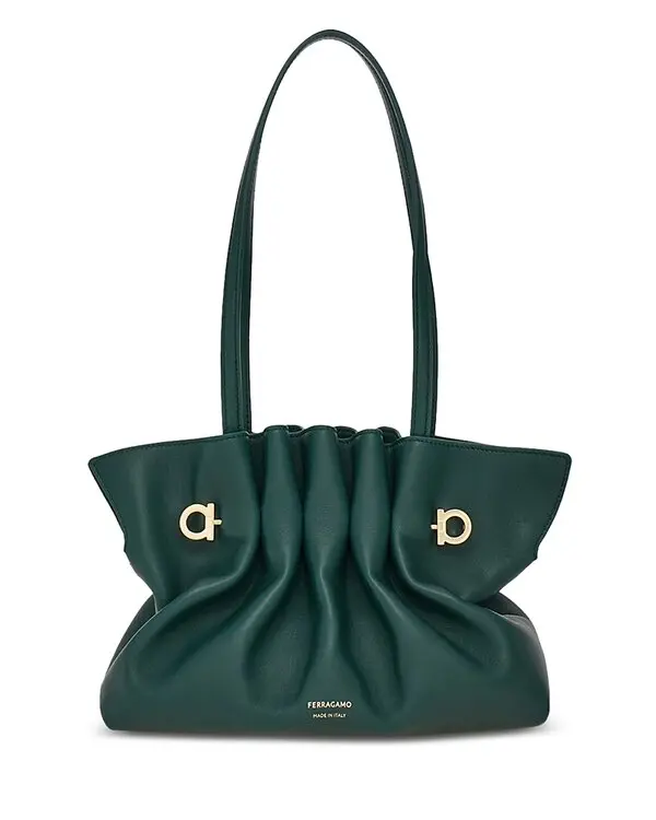 FERRAGAMO Soft Leather Shoulder Bag - Moss