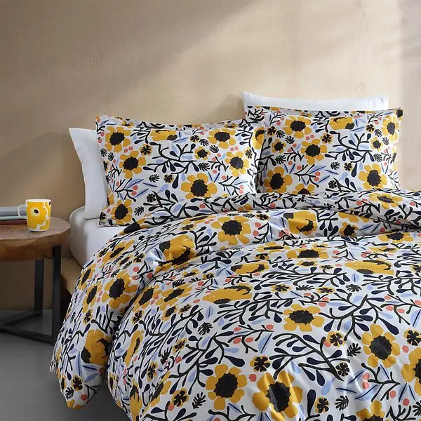 Marimekko Mykero Cotton Percale 3 Piece Comforter Set, Full Queen