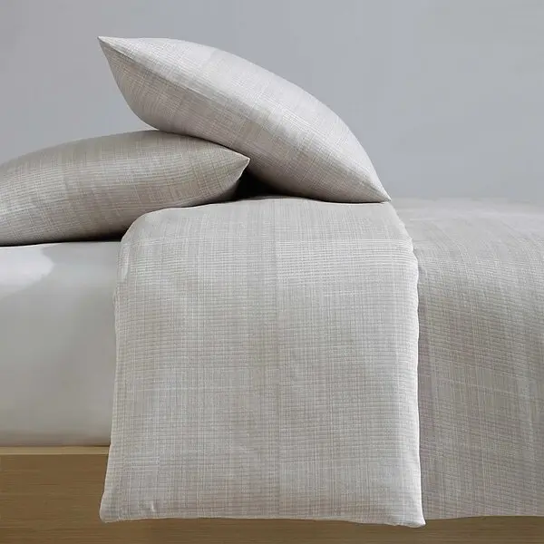 Calvin Klein Textural Rib Cotton Sateen 3 Piece Duvet Cover Set, Queen