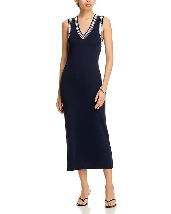 French Connection Knitted Trim Midi Dress
