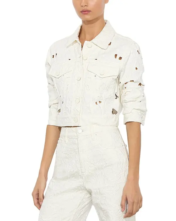Alice + Olivia Chloe Embroidered Eyelet Jacket - Off White