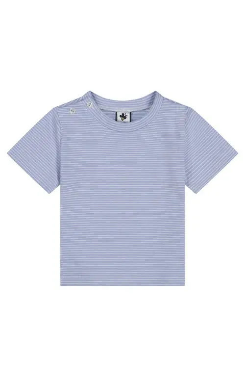 Busy Bees Henry Button Tee - Cornflower Blue Mini Stripe