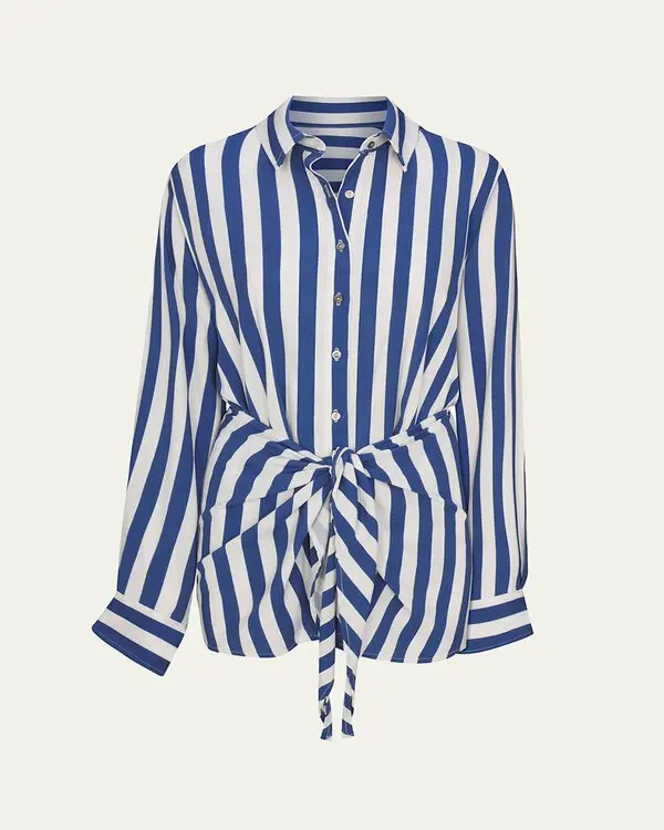 ANEMOS Striped Button-down Shirtdress