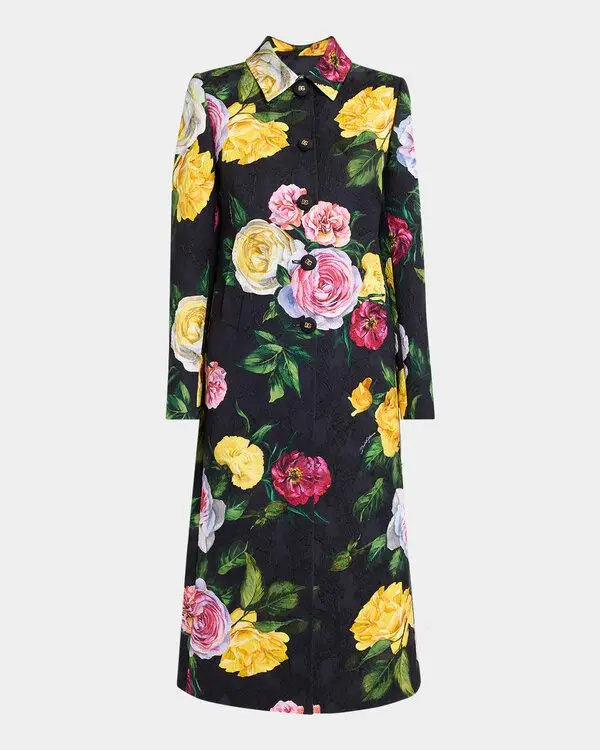 Dolce & Gabbana Floral-print Brocade Long Coat