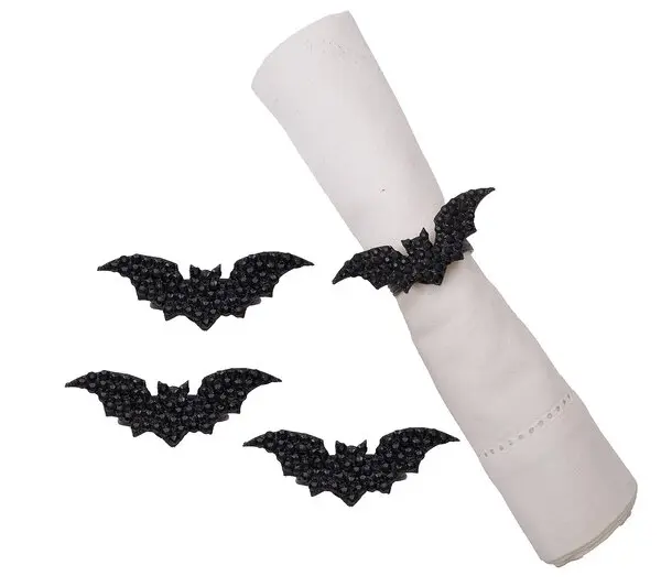 VALERIE PARR HILL Spooky Bat Napkin Ring S/4 Valerie