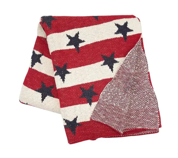 VALERIE PARR HILL Stars And Stripes Patriotic Throw Blanket Va Lerie