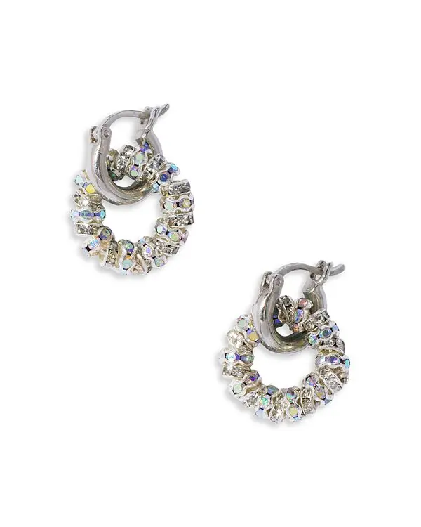 PEARL OCTOPUSS.Y Tiny Creoles Crystal Circle Charm Hoop Earrings - Silver