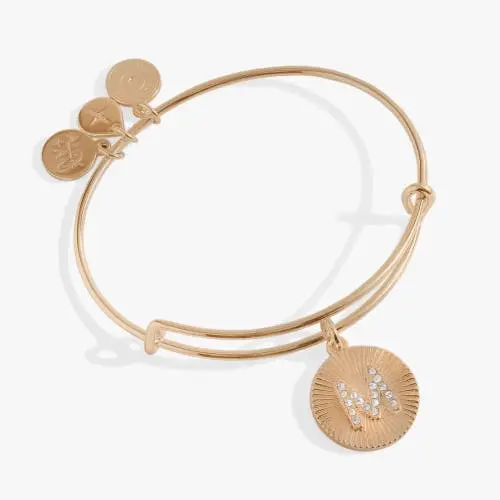 ALEX AND ANI Pave Starburst Initial Bangle Bracelet - Gold - M