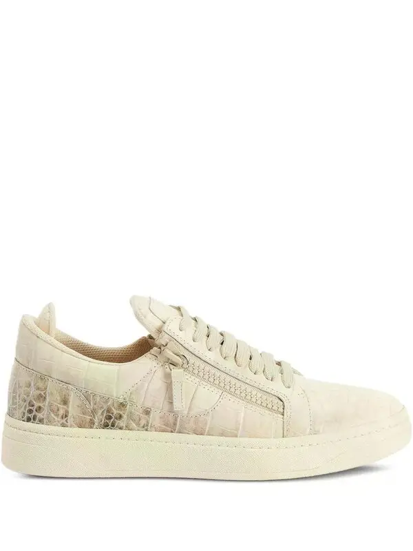 GIUSEPPE ZANOTTI Crocodile-embossed Sneakers - Neutrals