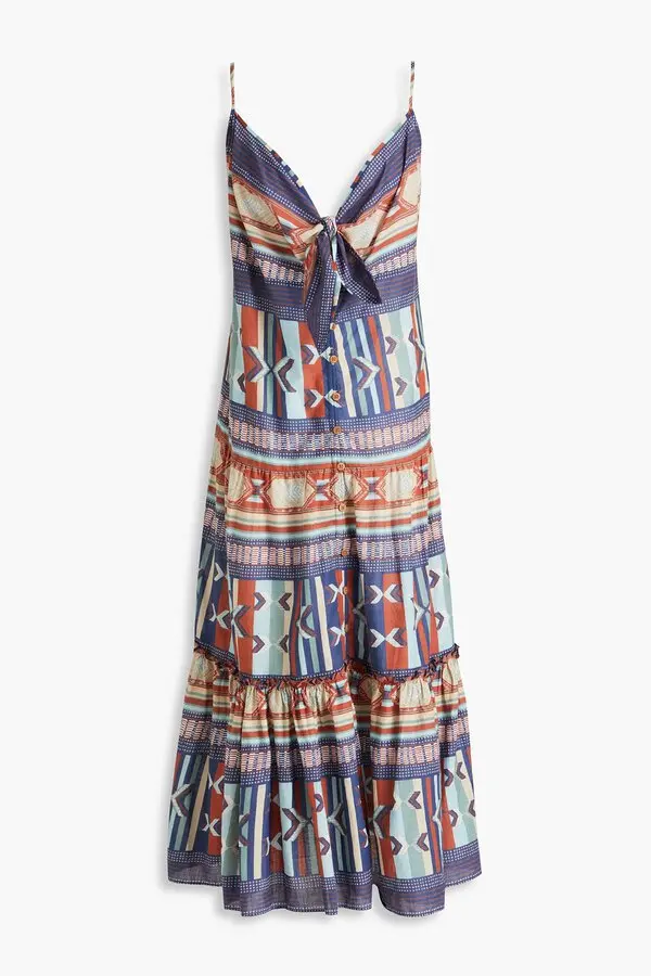 Veronica Beard Abilene Knotted Printed Midi Dress