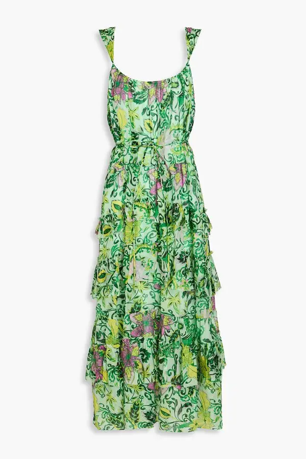 Diane Von Furstenberg Modena Tiered Midi Dress - Light Green