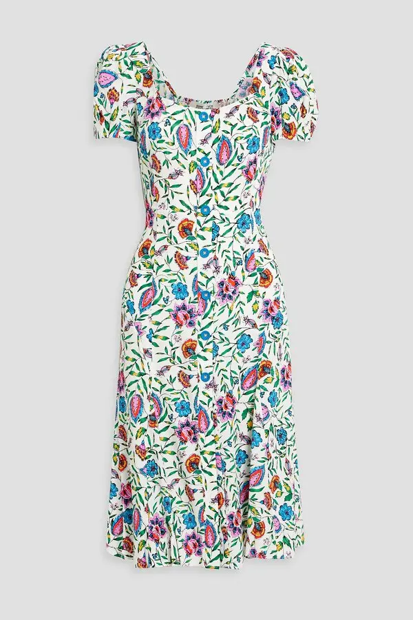 Diane Von Furstenberg Elena Printed Crepe Dress