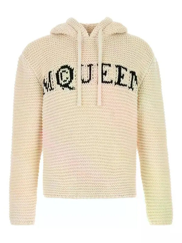 Alexander McQueen Intarsia Logo Hoodie - Neutrals