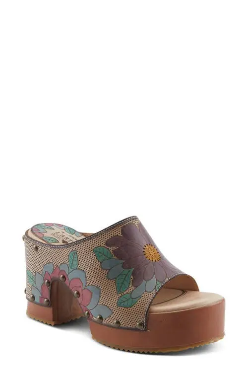 SPRING STEP SHOES Platform Slide Sandal - Beige Multi