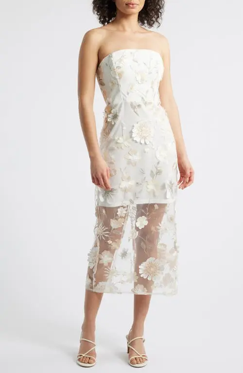 Sam Edelman 3d Flower Strapless Midi Dress