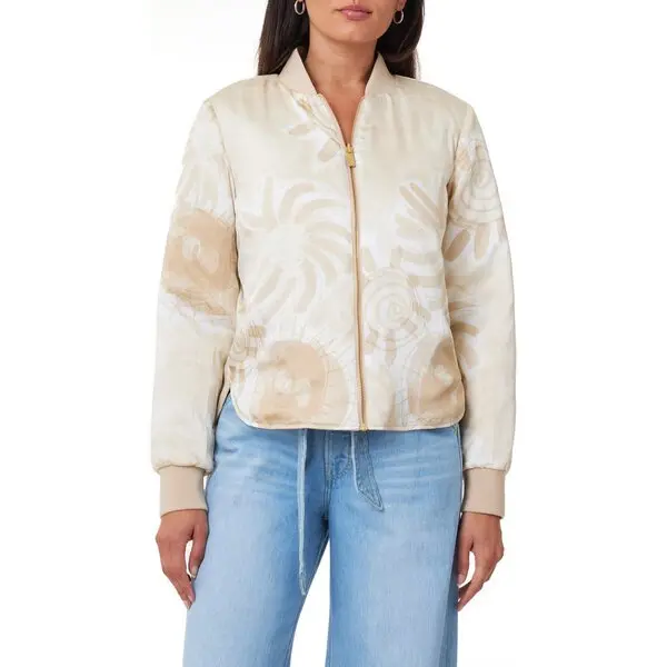 Scotch & Soda Reversible Quilted Bomber Jacket - Soft Camel/ Abstract Sun Sand
