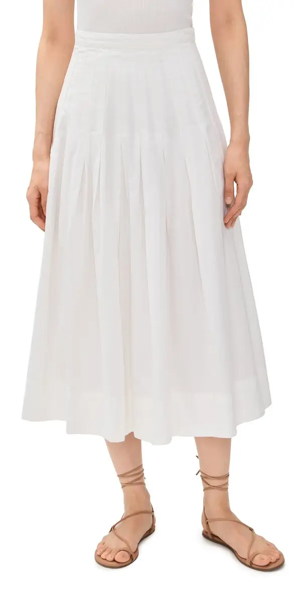 The Great. The Rhythm Pleated Skirt - White
