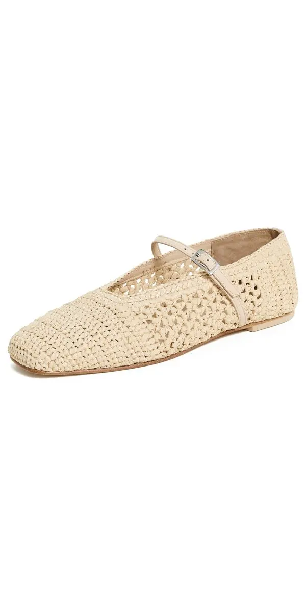 Freda Salvador Jules Raffia Flats - Natural Raffia