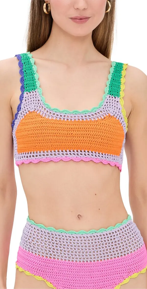 Beach Riot Andy Crochet Bikini Top - Technicolor Rays