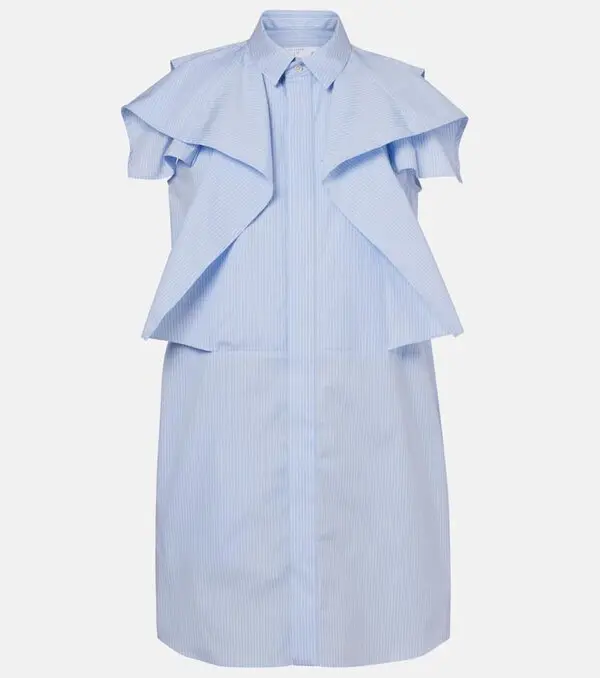 Sacai Striped Cotton Poplin Minidress