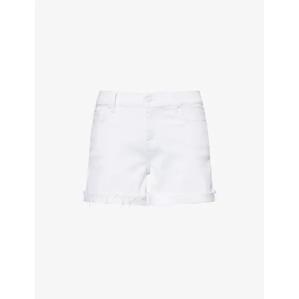7 For All Mankind Frayed Stretch-denim Mid-rise Shorts - Swan