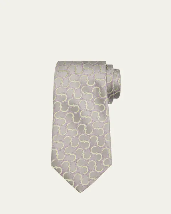 Charvet Swirl-pattern Silk Tie - 20-lt Grn