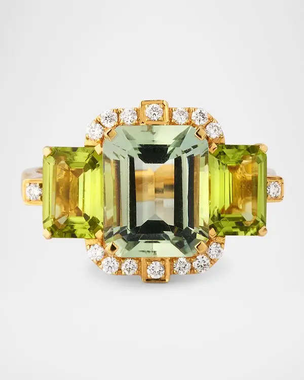 Goshwara 18k Yellow Gold, Prasiolite And Diamond Cocktail Ring - Grngld