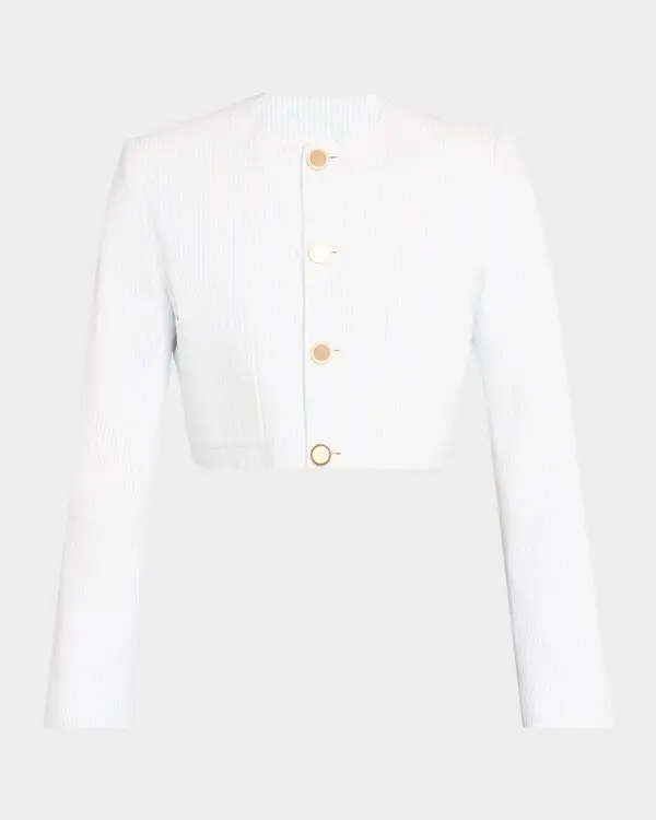 FRAME Seersucker Cropped Jacket