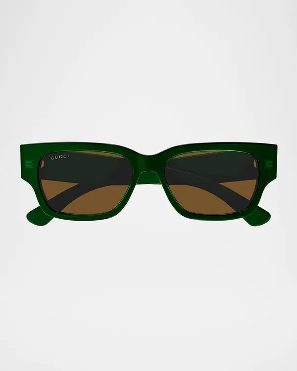 Gucci Gg1794sm Rectangle Sunglasses - Shiny Bilayer Transparent Acid Green Solid Green