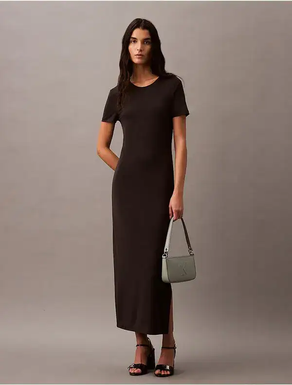 Calvin Klein Second Skin Midi Dress In Black - 50% Off | Editorialist