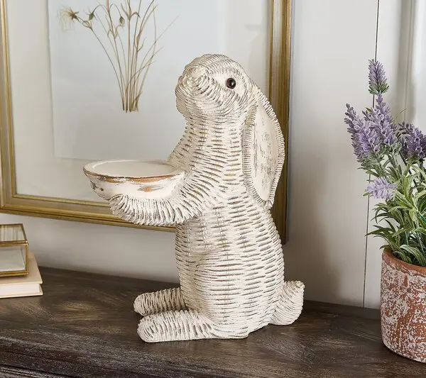 VALERIE PARR HILL As Is 14' Wicker Bunny Figure With Life Valerie