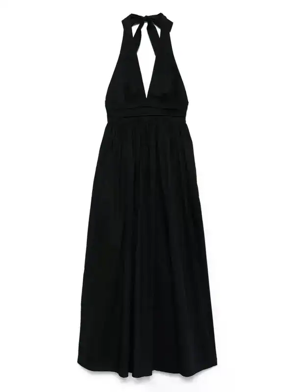 Matteau Plunge Halterneck Midi Dress - Black - 9% Off | Editorialist