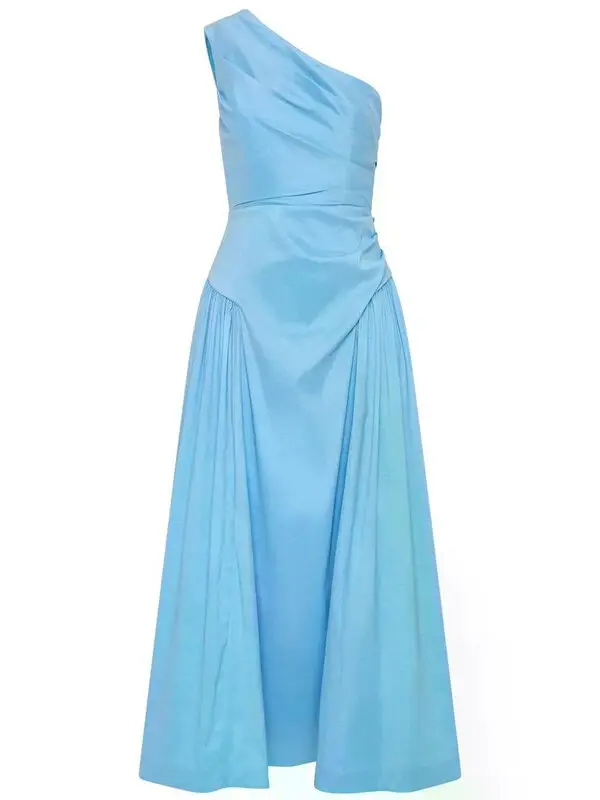 Rachel Gilbert Asymmetric Pleated Midi Dress