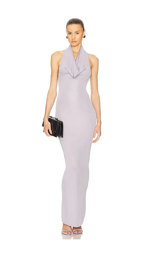 HELSA Aaliyah Maxi Knit Dress - Silver