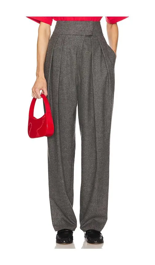 HELSA The Tweed High Waisted Pleated Trouser
