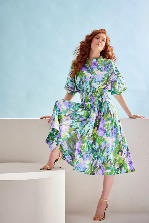 Natori Ayame Cotton Dress - Stripe
