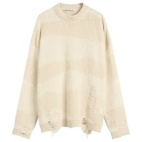 Our Legacy Popover Roundneck - White Destructive Wave