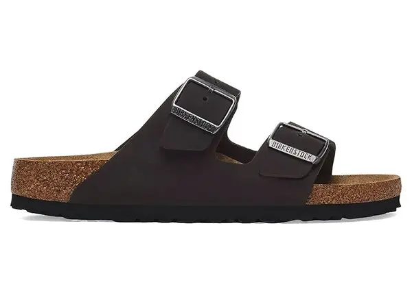 BIRKENSTOCK Arizona Soft Footbed Nubuck Leather Sandals - Black