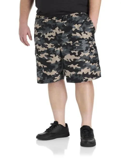 REEBOK Big & Tall Performance Ripstop Camo Cargo Shorts - Gritty Grey Camo