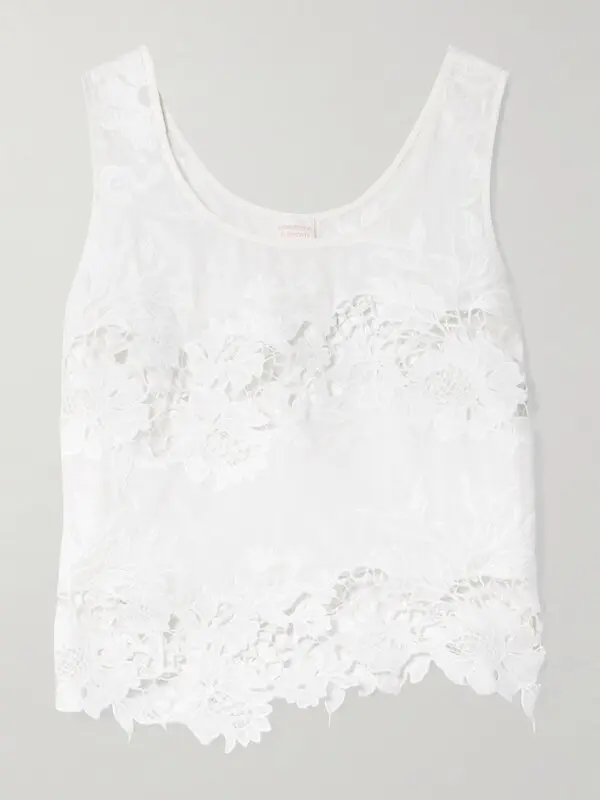 Loretta Caponi Certaldo Lace-trimmed Tank